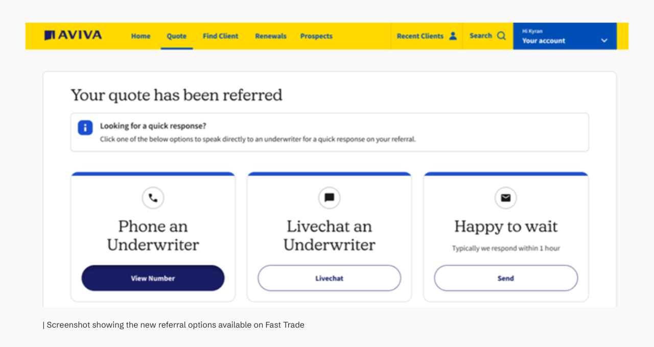 Fast Trade: Changes to how you submit a referral - Aviva